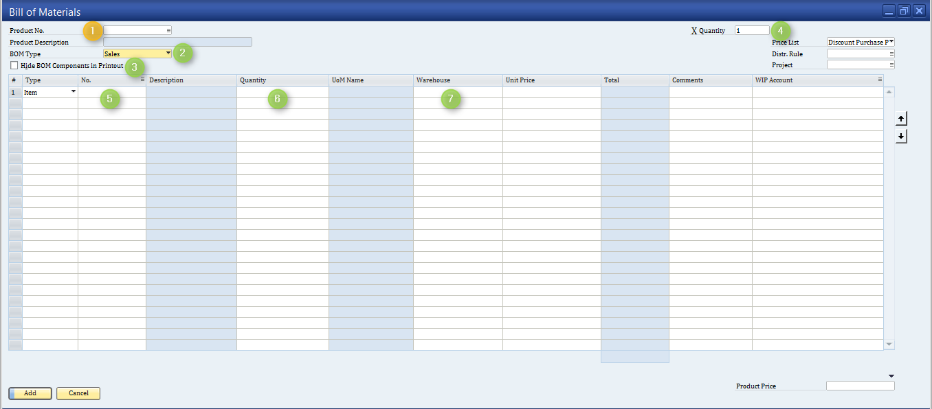 BOM (Bill Of Material) SAP Business One - SAP business one