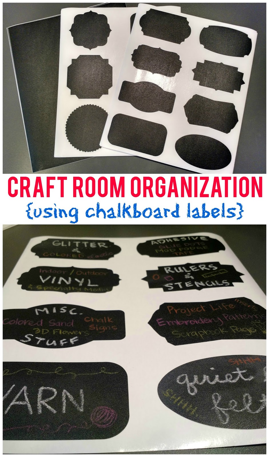 Craft Room Organization {Using Chalkboard Labels} - Sunshine and Munchkins