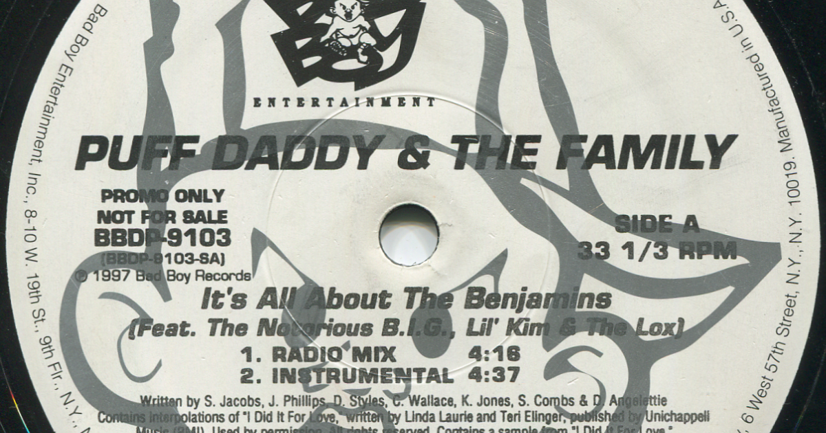 Rap Nerds: Puff Daddy & The Family - It's All About The Benjamins Promo 12"