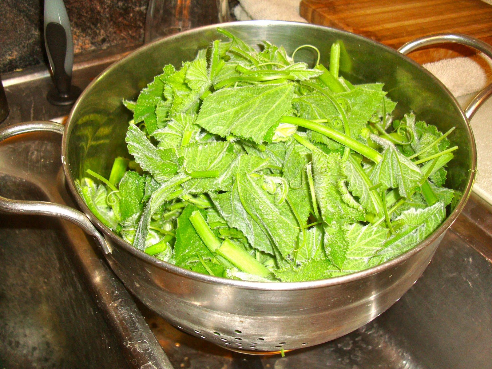 Taste of Nepal: Garden Fresh Pumpkin Shoots (Pharsi ko Munta)