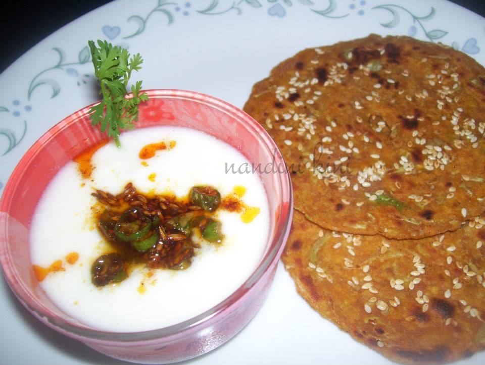 Lauki paratha with dahi raita