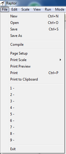 Raptor herramienta informatica: barra de herramientas de raptor
