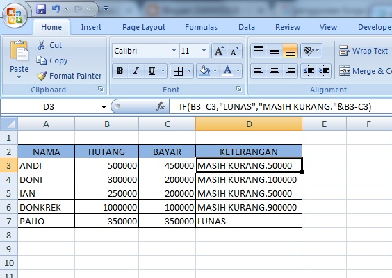 Mengeenal Fungsi Logika IF di Microsoft Excel | DANHOUSE