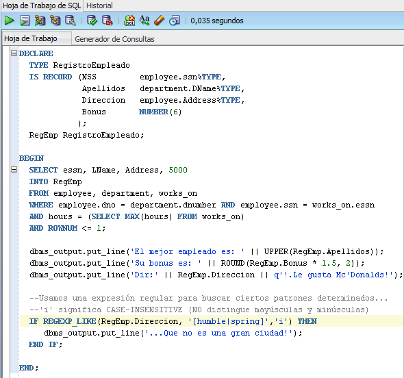 Un Ingeniero Informático apasionado por los Datos: Cláusula BEGIN en PL/SQL