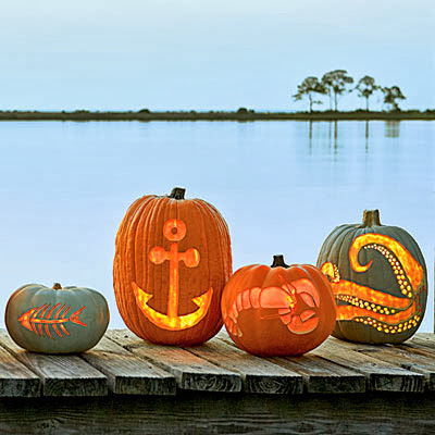 Seaside Inspired - Beach Decor: Beach and Nautical Style Halloween Pumpkins