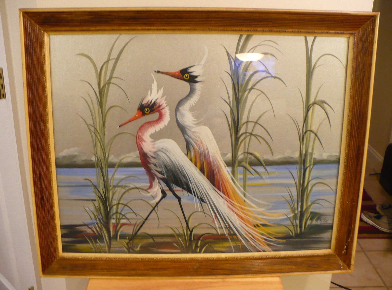 Paintings by M Devoe: BIRD OF PARADISE CRANES by M. Devoe