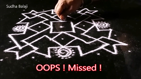 9 by 9 dots rangoli step by step pics