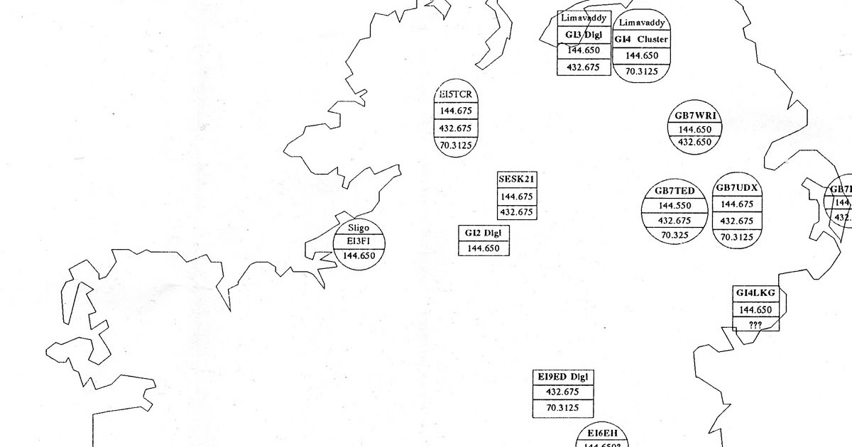 EI7GL....A diary of amateur radio activity: EI-GI Packet Map for 1994