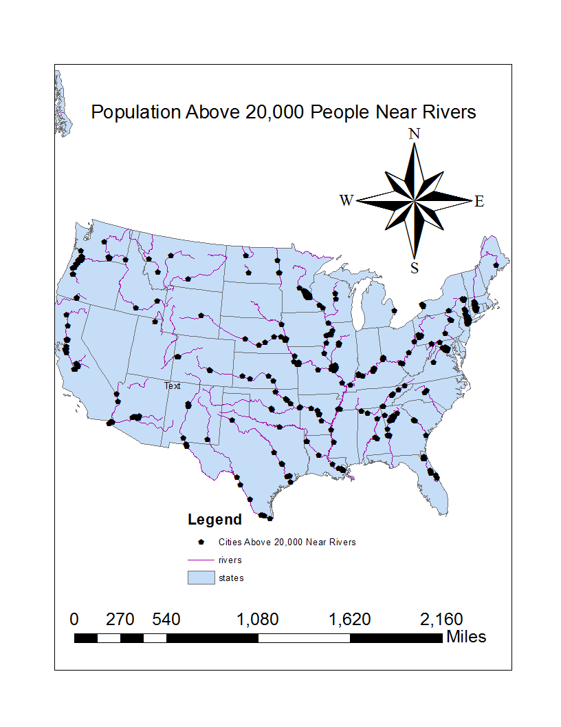 Intro to Maps and GIS: Cities in the United States Near Rivers