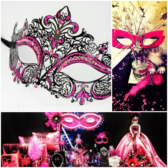 Hot Pink / Fuchsia and Black Masquerade Ball Sweet Fifteen Theme ...
