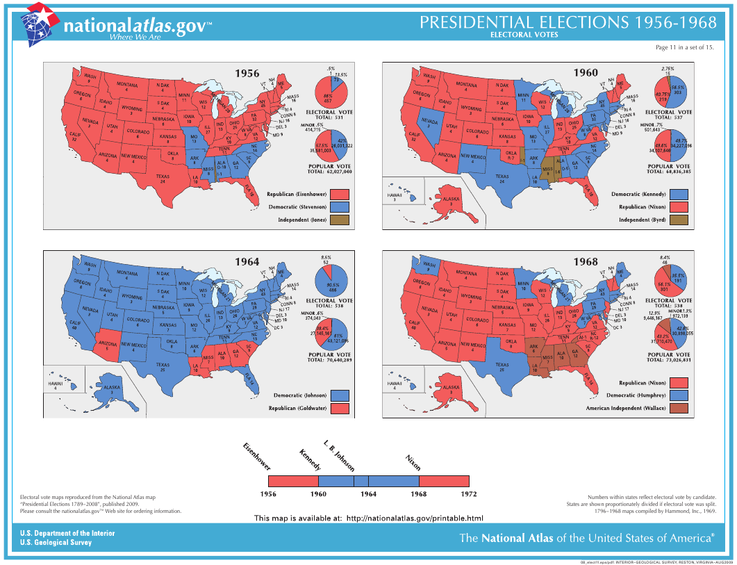 1956 Presidential Election Results By State Map - Map
