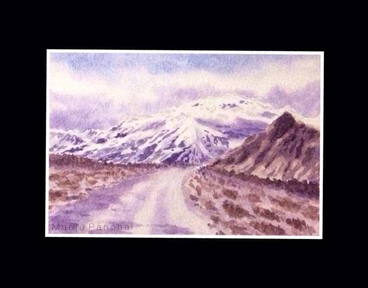 Paintings and Drawings by Manju Panchal: Water colour painting of Leh ...