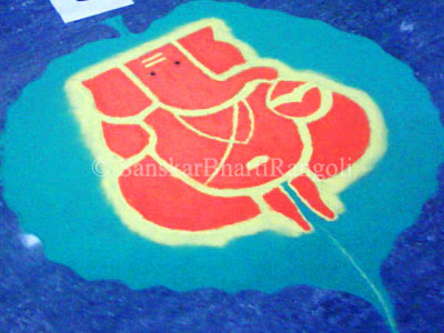 Easy Rangoli Designs Ganesh - Sanskar Bharti Rangoli