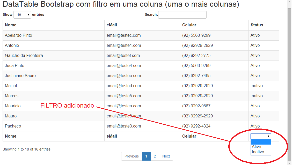 Álvaro Grisolfi: DataTable Bootstrap com filtro em uma coluna (uma ou mais colunas)