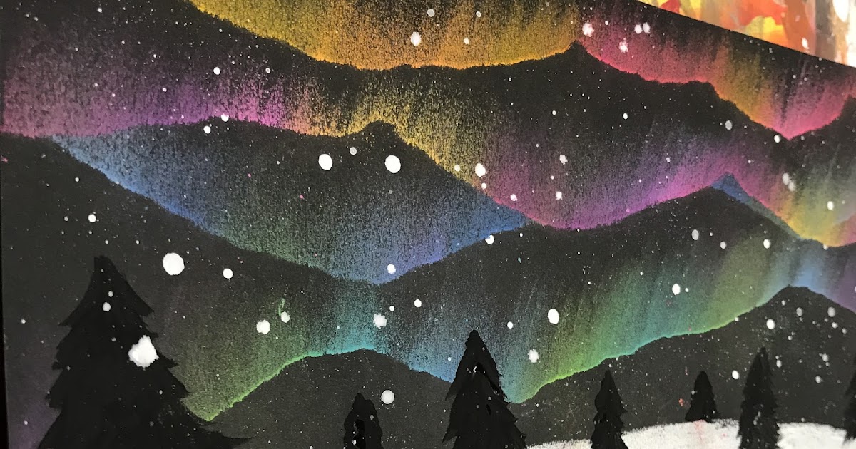 Elements of the Art Room: 4th grade Aurora Borealis landscapes
