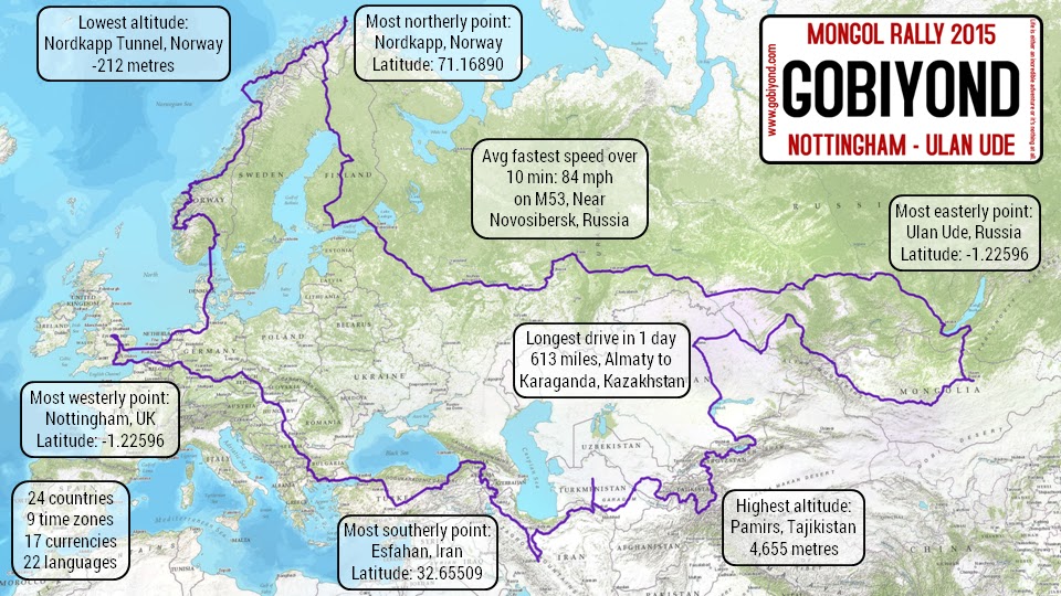 Team Gobiyond - Mongol Rally 2015: Our Rally Route