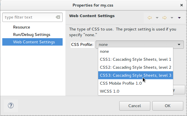 Kaloyan Raev: Enable the CSS3 Profile in Eclipse