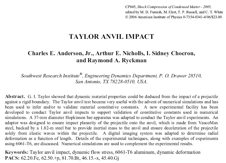 Taylor Anvil Impact Test | Ciencia e Ingenieria de Materiales