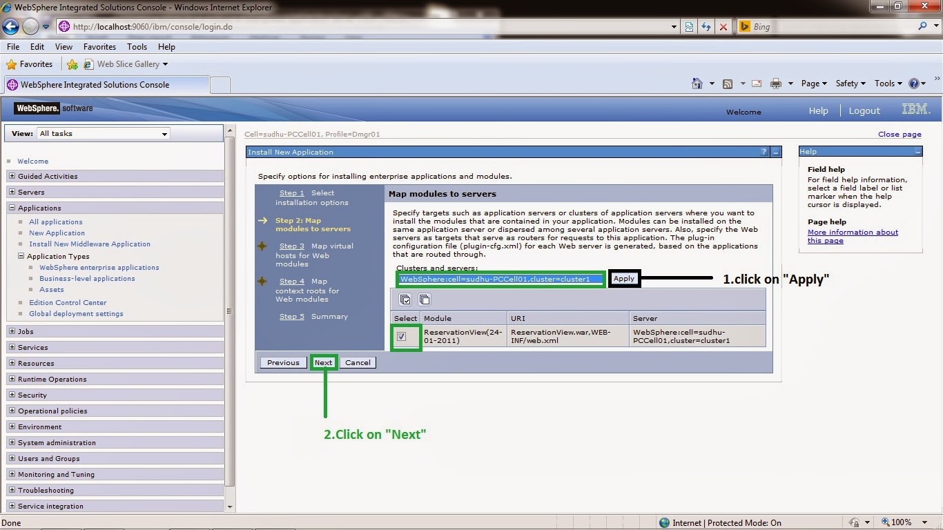 IBM WebSphere Application Server: Deploying application in cluster in ... IBM WebSphere Application Server: Deploying application in cluster in ...
