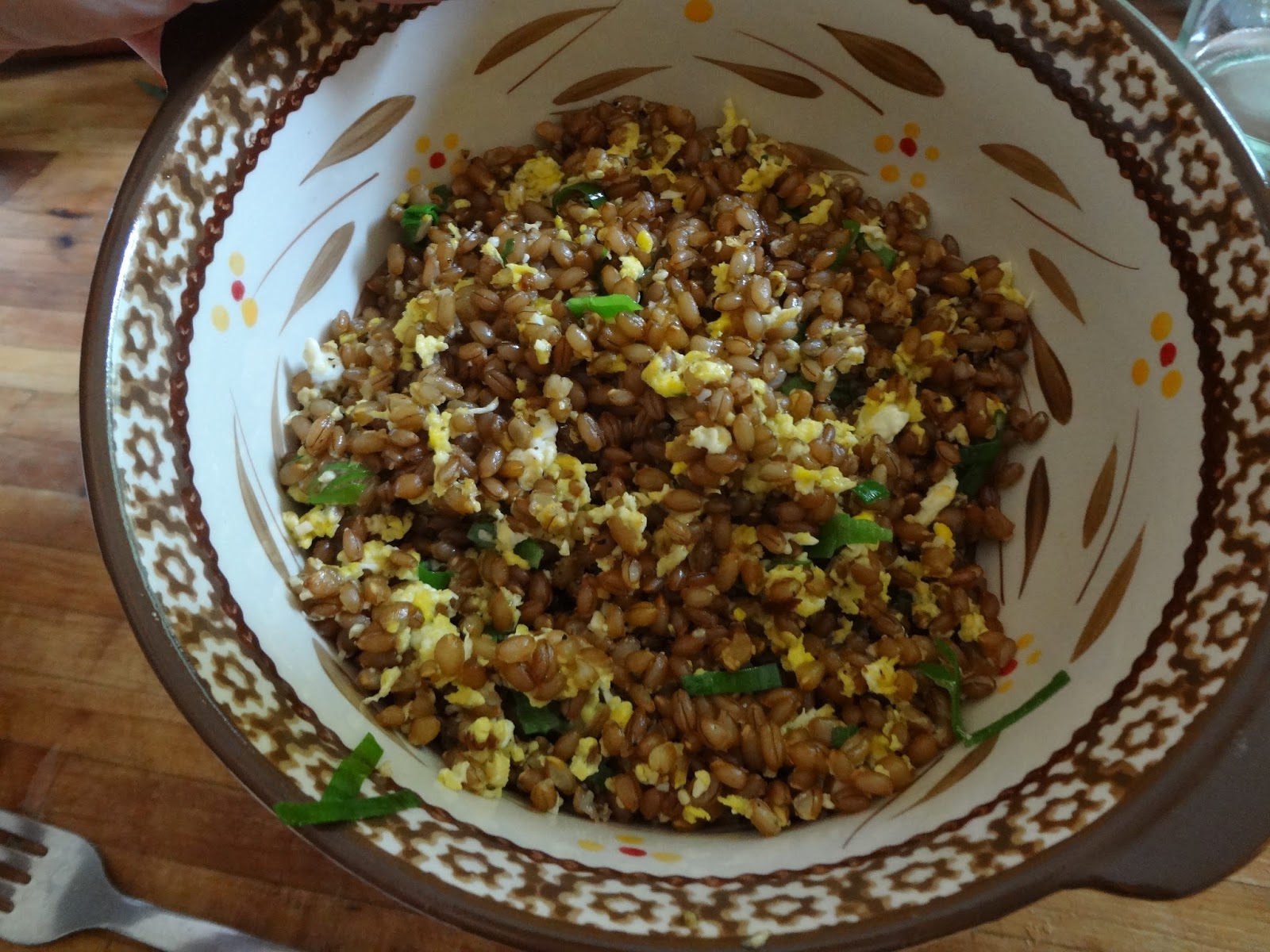 The Messy Organic Mum: Fried Rye Berries plus Rye Pudding