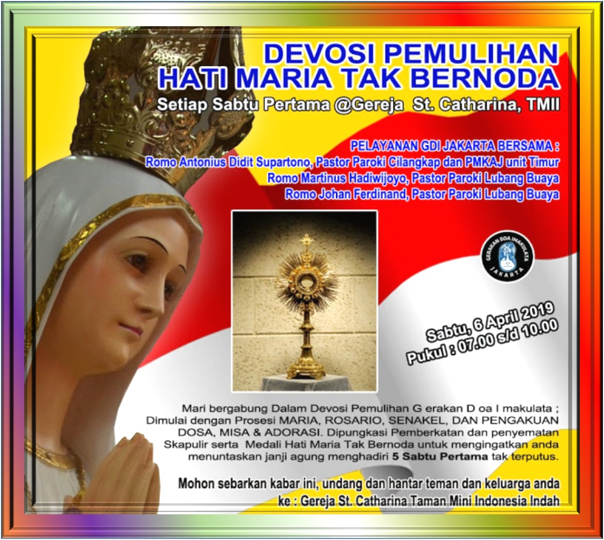 Paroki Lubang Buaya: 06 April 2019 == Devosi Pemulihan Hati Maria Tak ...