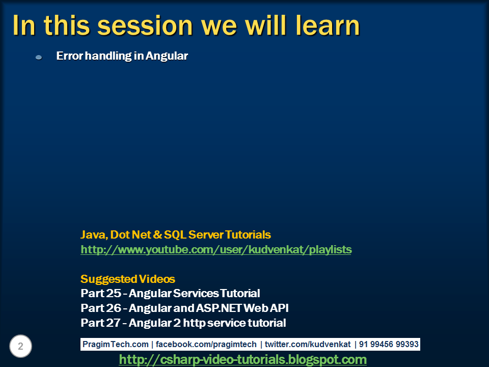 Sql server, .net and c# video tutorial: Angular 2 http error handling Sql server, .net and c# video tutorial: Angular 2 http error handling