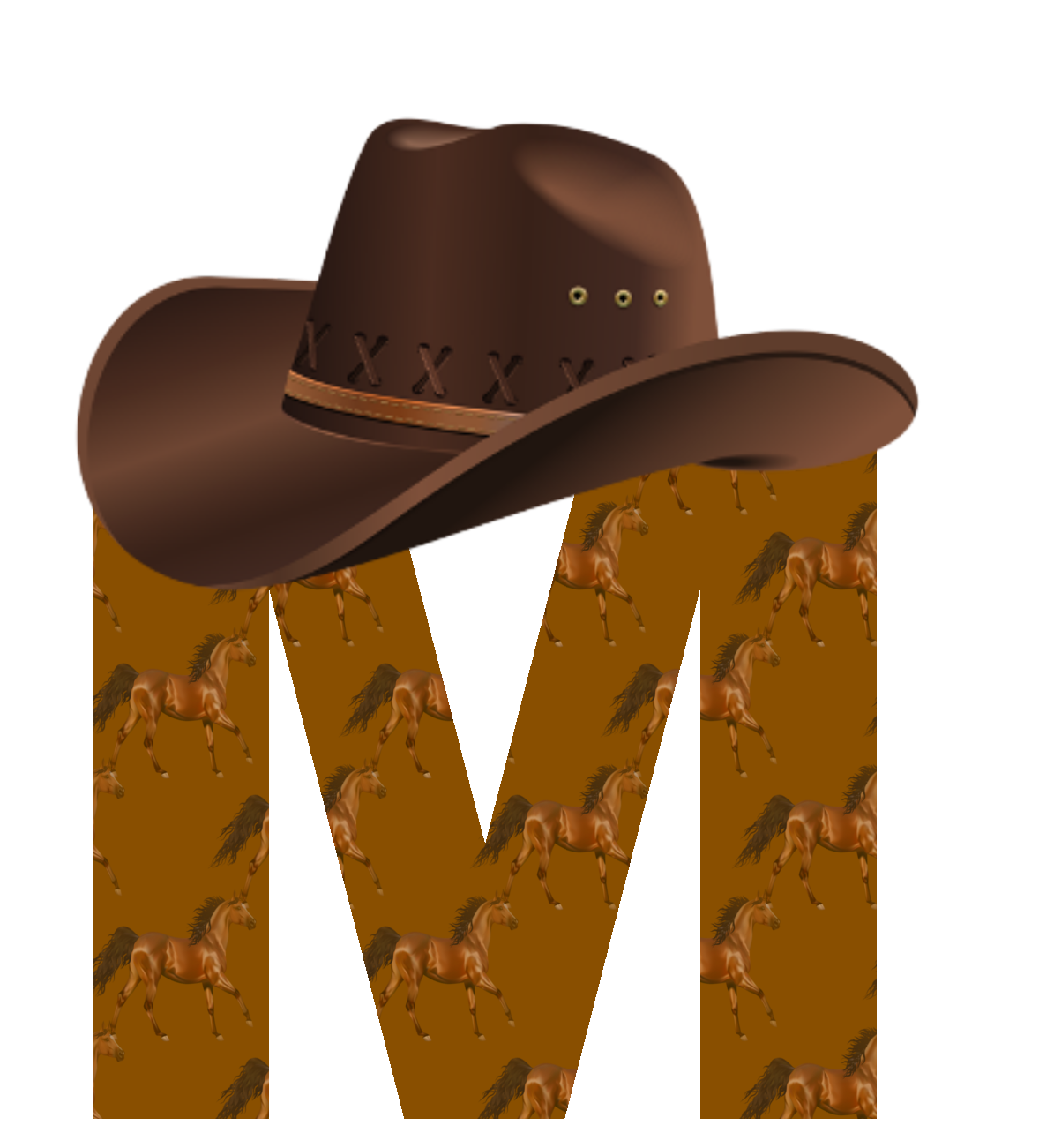 Abecedario con Caballos y Sombrero de Cowboy. Alphabet with Horses and ...