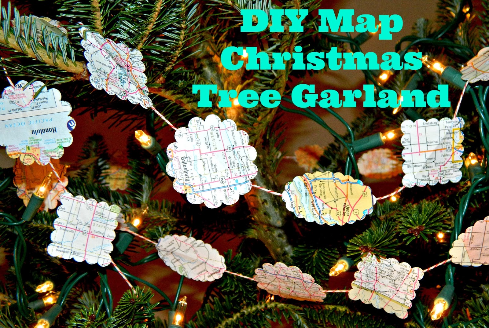 Polka-Dotty Place: DIY Map Christmas Tree Garland