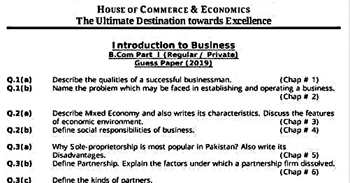 Education Is The Key To Success: Introduction To Business For BCom ...