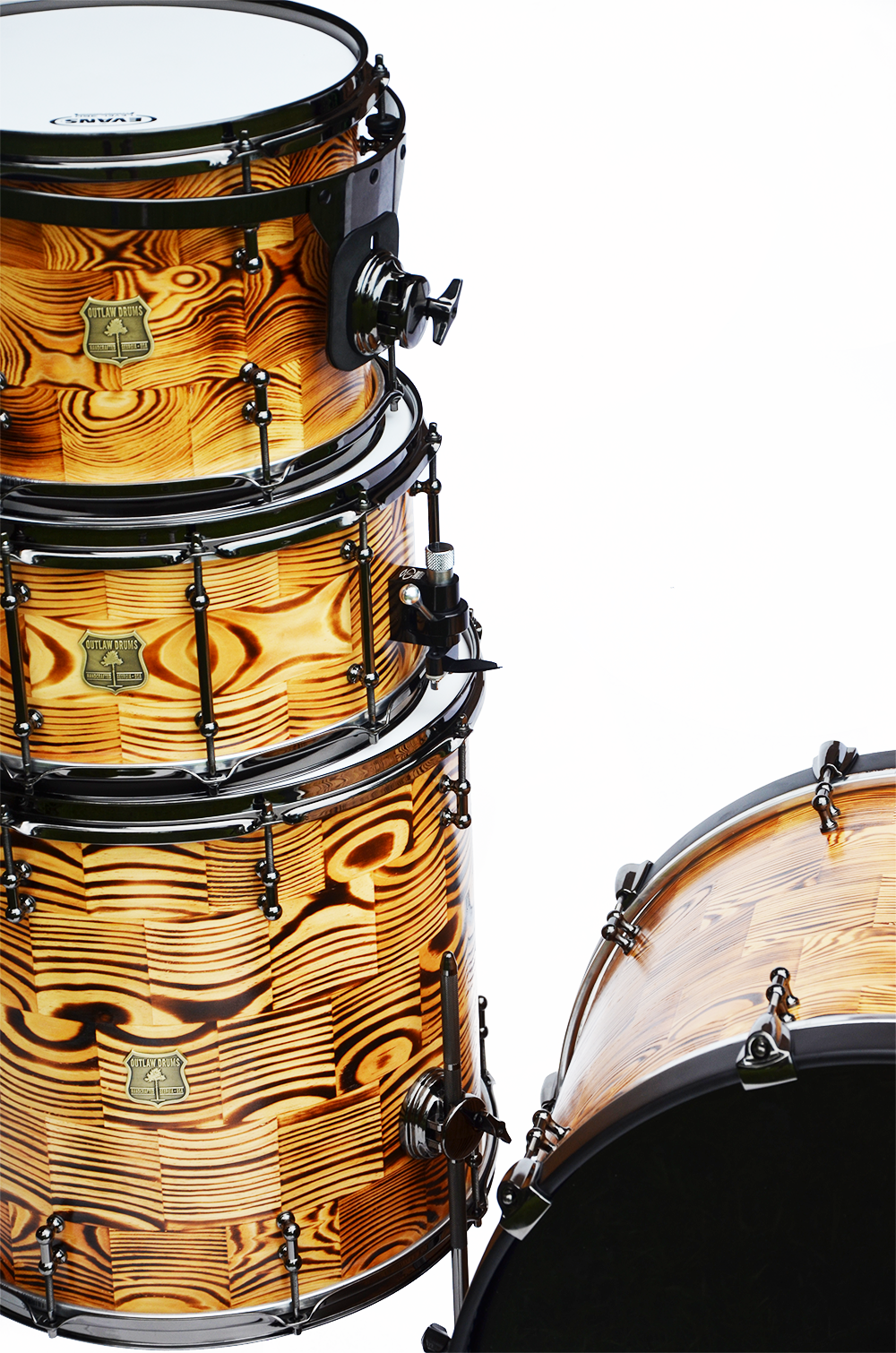 Outlaw Drum Company: Forest fire Segmented drum kit.