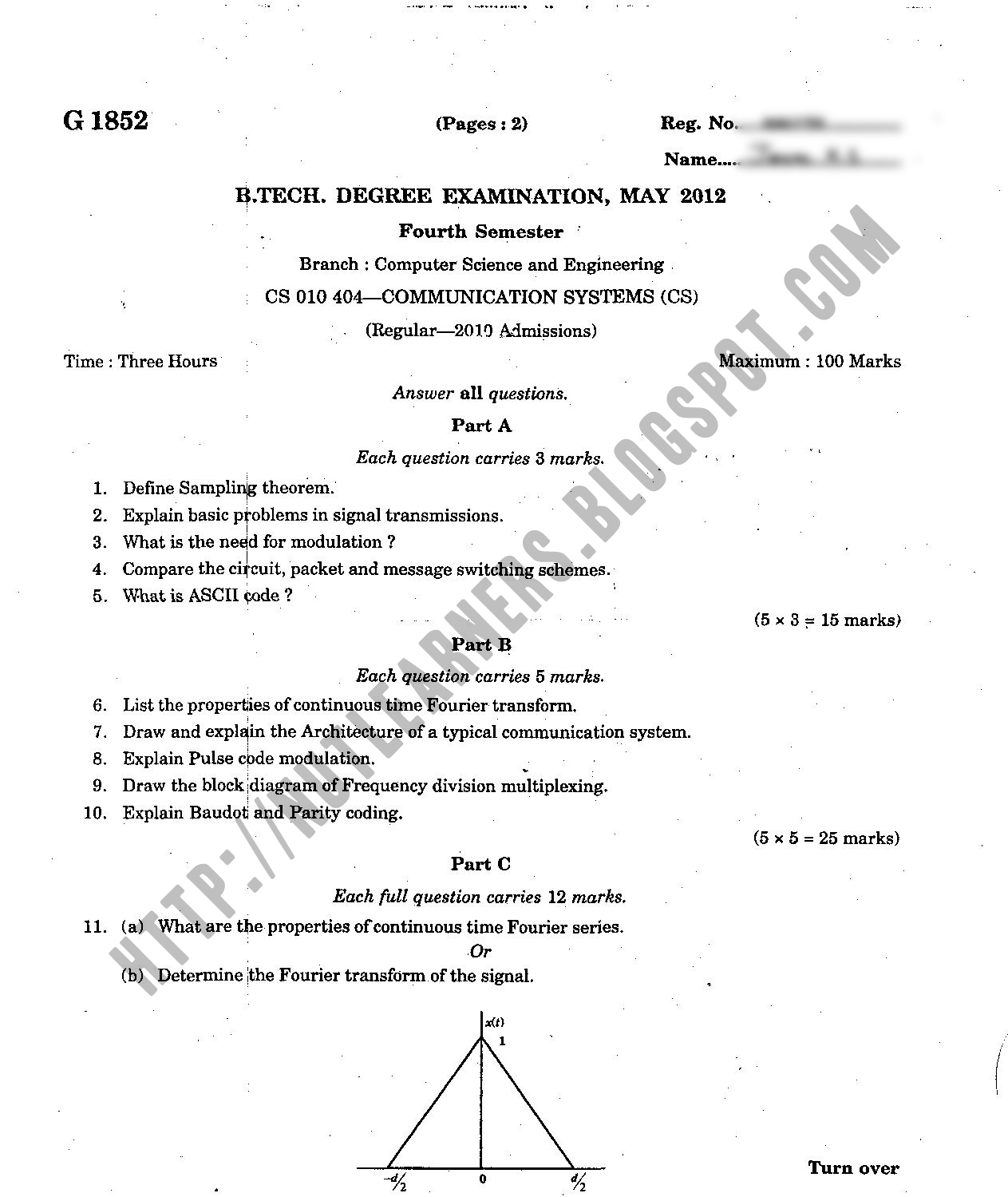 Communication Systems Cs Mg University Question Paper Nut Learners