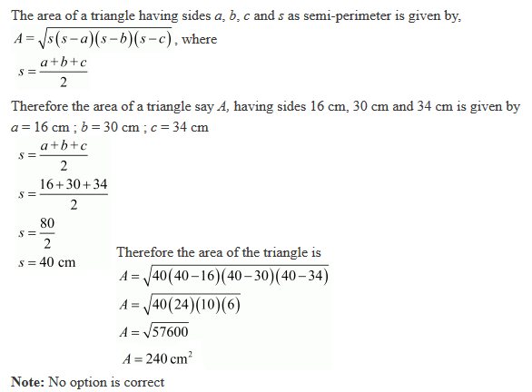 R.D. Sharma Solutions Class 9th: Ch 12 Heron's Formula MCQ's