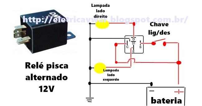 Curiosidades Automotivas: Esquema pisca alerta alternado.
