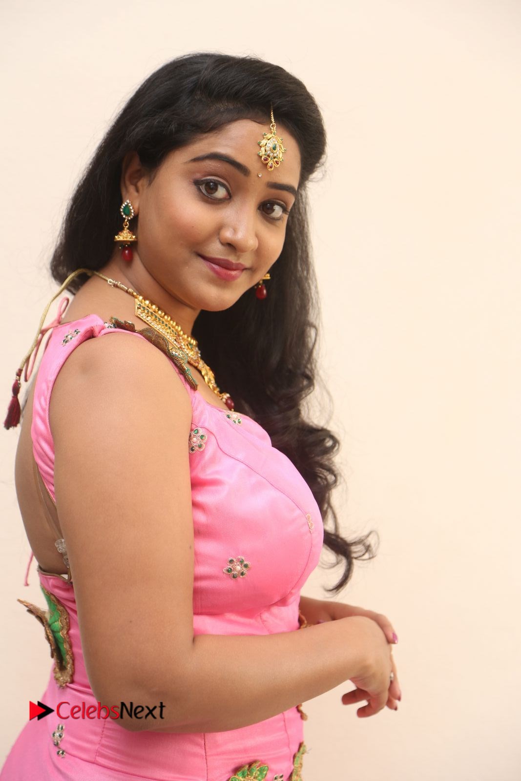 Actress Aishwarya Addala Stills in Pink Long Dress at Nethra Movie ...