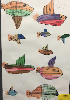 Art Room Blog: 1st Grade Abstract Line Birds--Part of our STEAM Project...