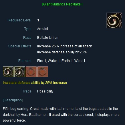 Elemental Giant Mutant's Necklake - Guide RF Online