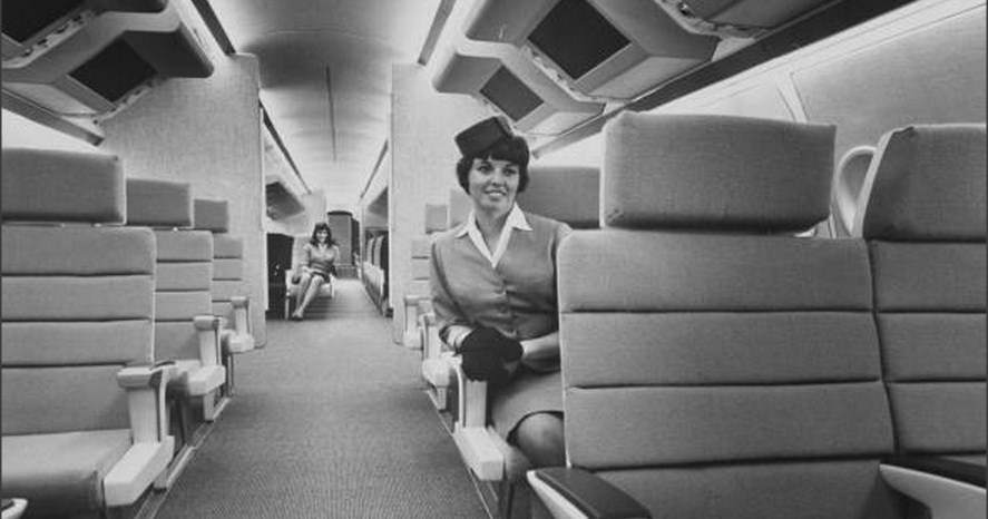 daily timewaster: Interior of Lockheed 2000 supersonic transport plane,1966