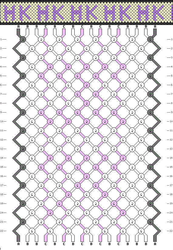 Friendship Bracelets Patterns: Hello Kitty pattern