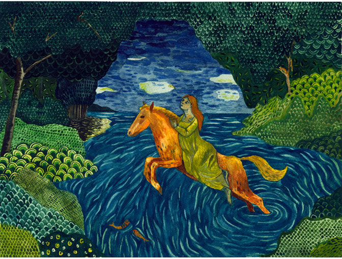 Sally Fryer: New painting, Europa's Escape- went a bit pre-raphaelite ...