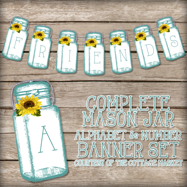 Free Printable Complete Mason Jar Alphabet & Number Banner/Bunting Set ...