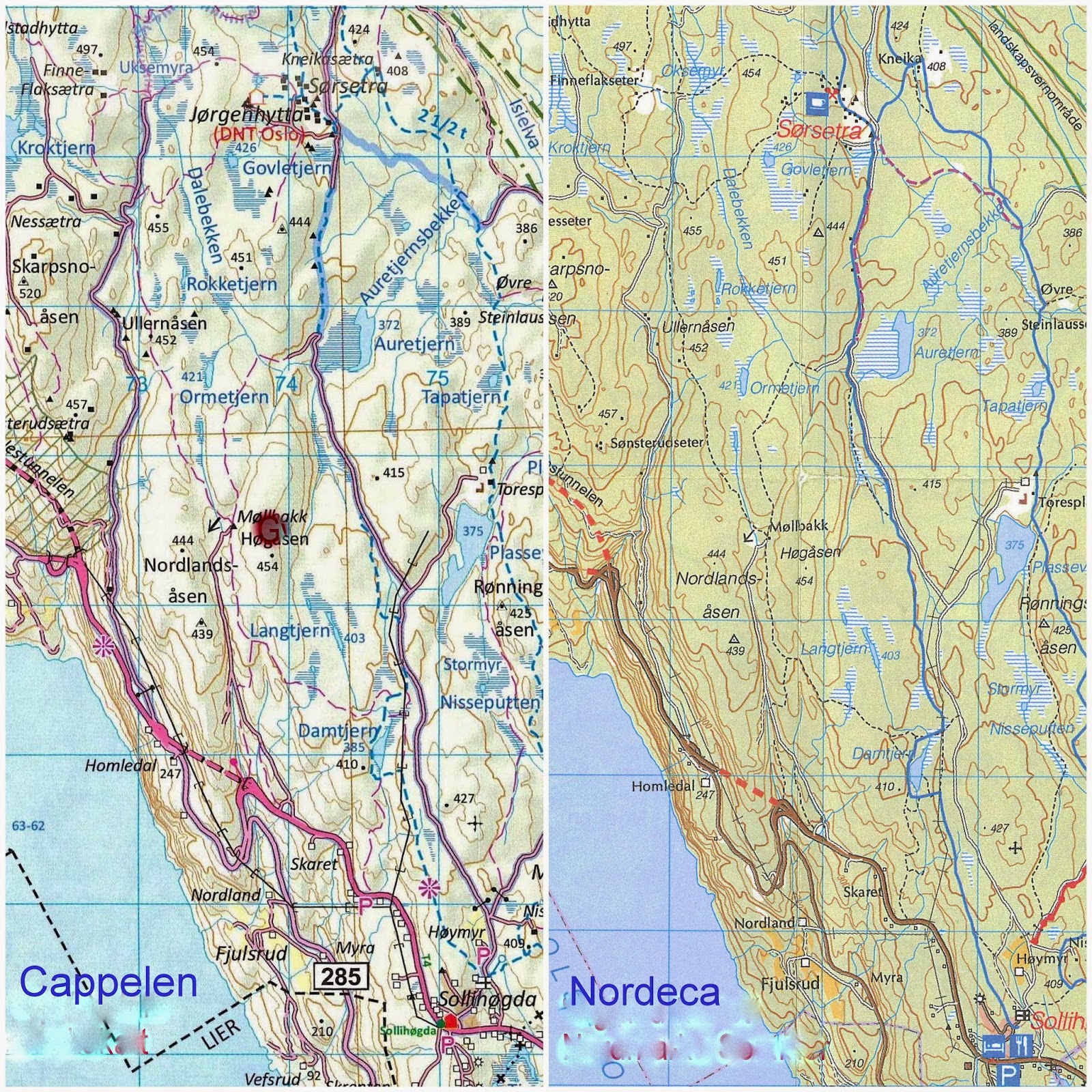Kjentmann: Markakart: Cappelen markakart v Nordecas Nordmarka Sommer