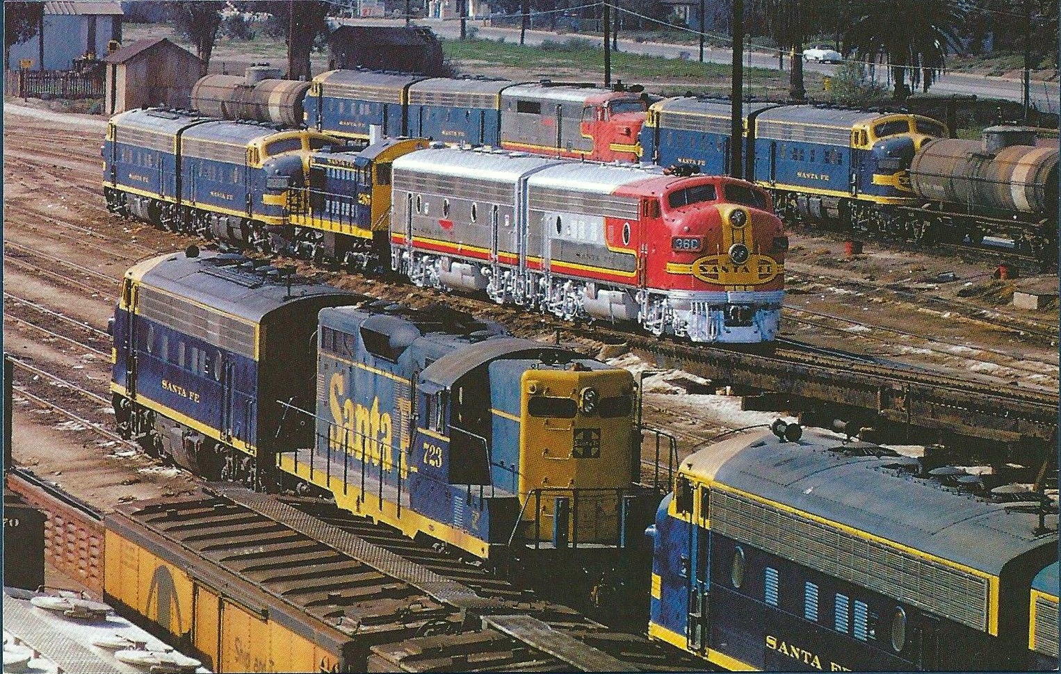 transpress nz: F unit days at Santa Fe's San Bernadino yard, California