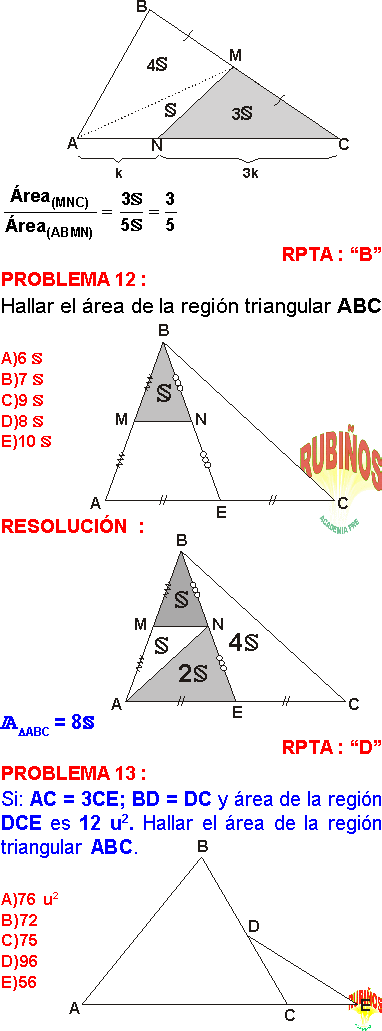 ÁREAS DE REGIONES TRIANGULARES PROPIEDADES EJEMPLOS Y EJERCICIOS RESUELTOS