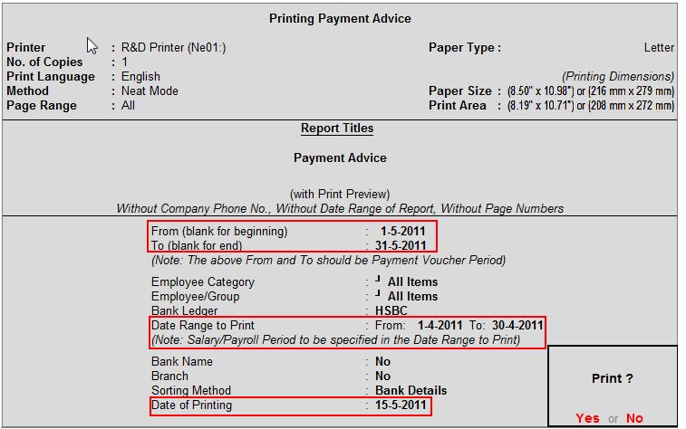 TallyERP9Book : How to generate payment advice when salary for the ...