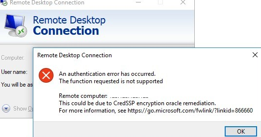 Cara mengatasi error remote desktop error CredSSP Encryption Oracle ...