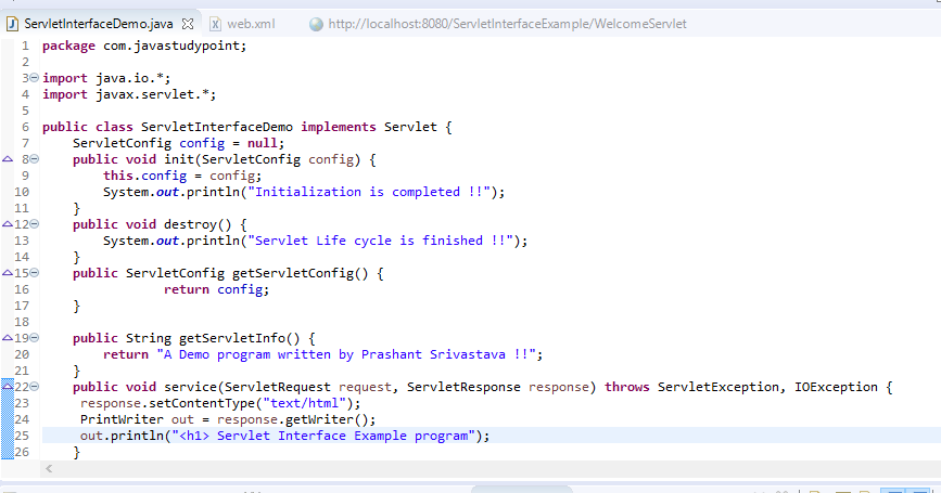 Servlet interface and its methods explained with example - Javastudypoint