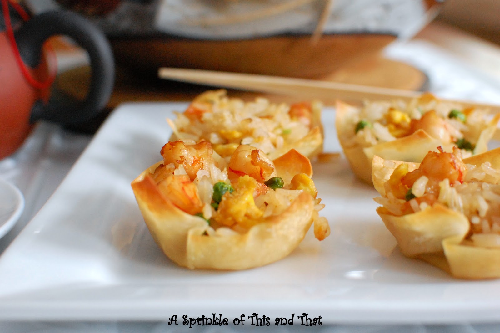A Sprinkle of This and That: Shrimp Fried Rice in Wonton Wrappers