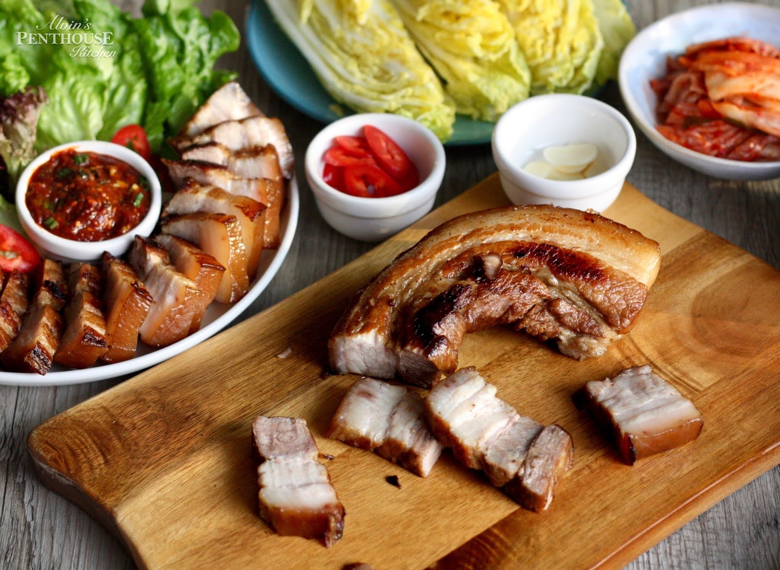 Alvin's Penthouse Kitchen: Bossam: Korean Boiled Pork Belly Wraps ...