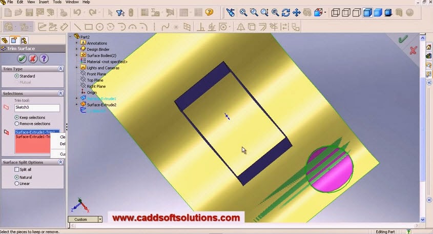 Surface Trim Tutorial and Surface Modeling Tutorial in Solidworks ...