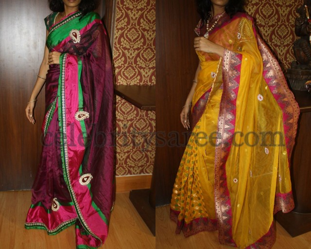 Patch work kota and Benaras Sarees - Saree Blouse Patterns